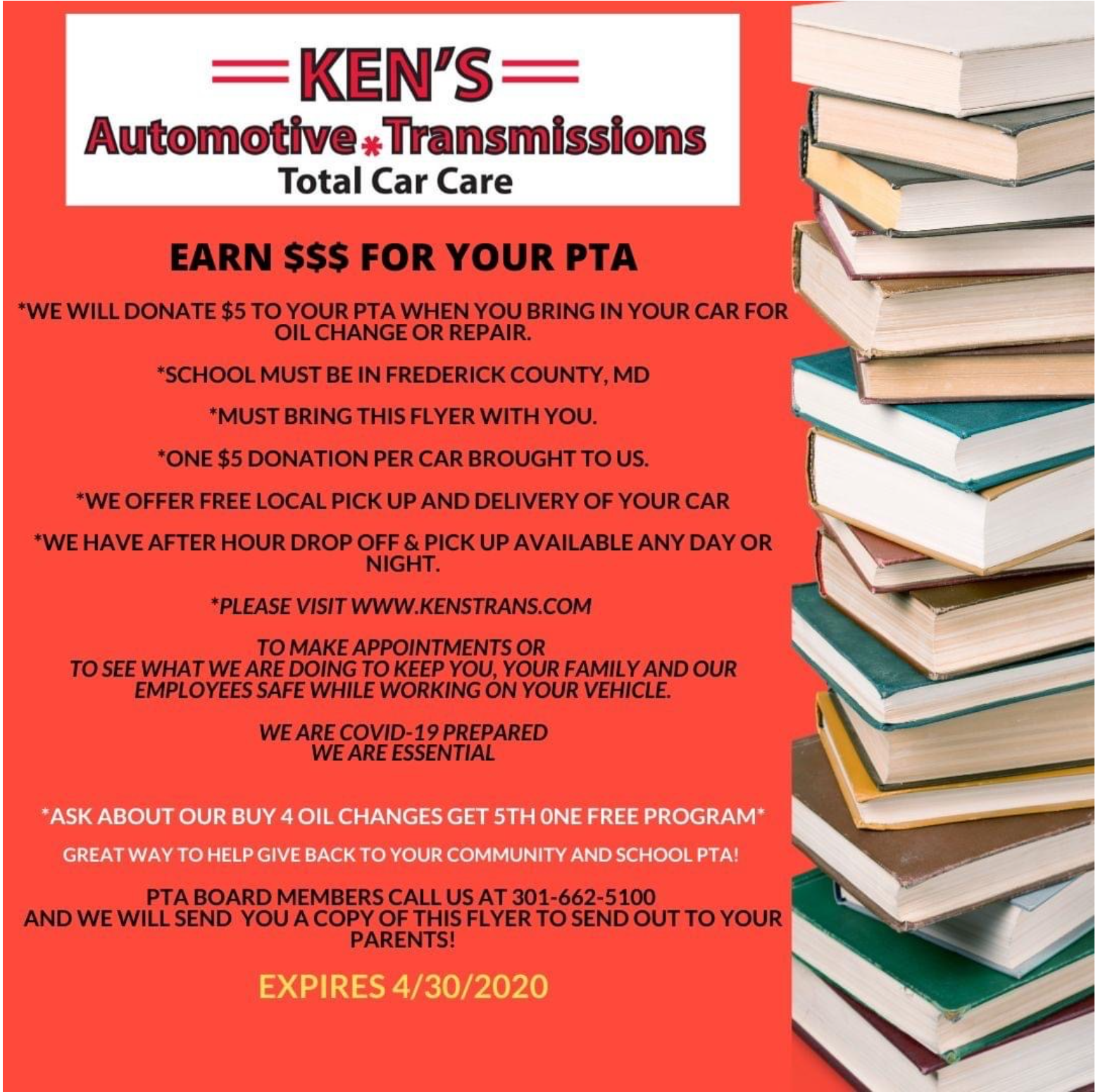 Earn $$$ For Your PTA! | Ken's Automotive & Transmissions